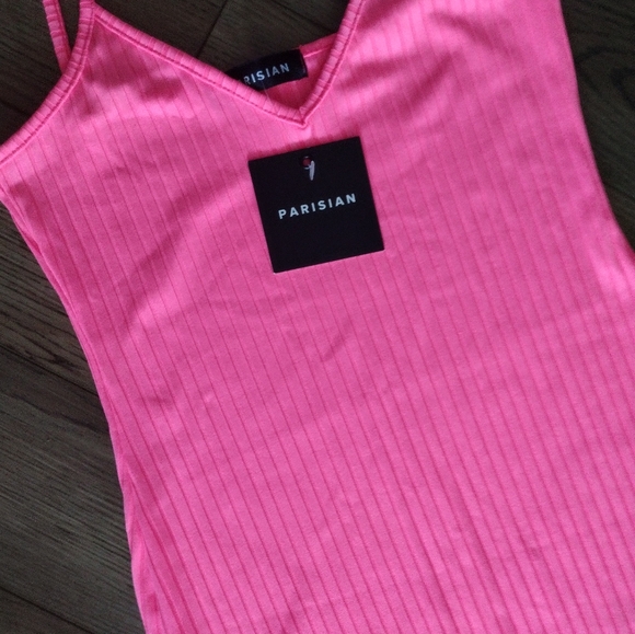 Parisian Works | Dresses | Nwt Hot Pink Ribbed Dress | Poshmark